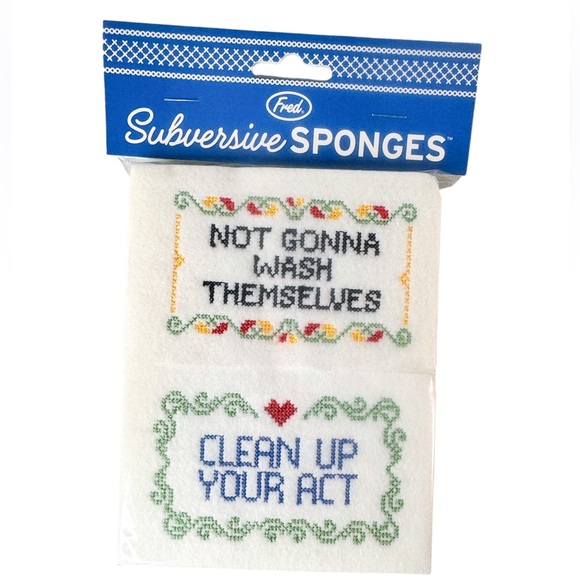 Kitchen | Genuine Fred Subversive Sponges Embroidered Kitchen Sponges ...